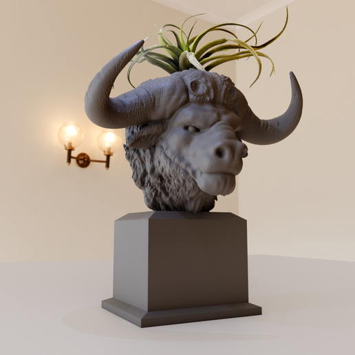 🐂 minotaur bull head bust flower pot planter stl・ STL File for 3D ...