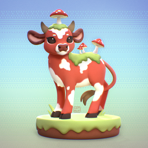 🐄 Mooshroom (+supports)・ STL File for 3D printing・Cults