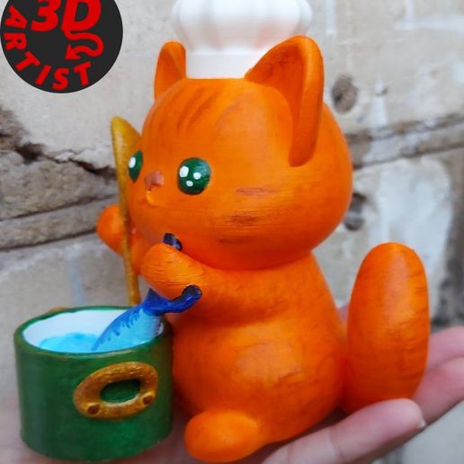 🐱 Cat Chef Figurine・ 3D File for 3D printing・Cults