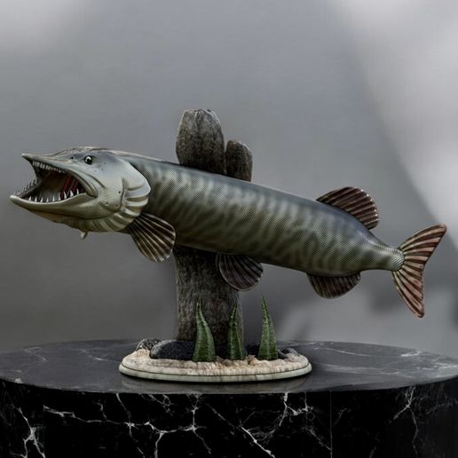STL file fish pike muskellunge muskie / Esox masquinongy fish in motion ...