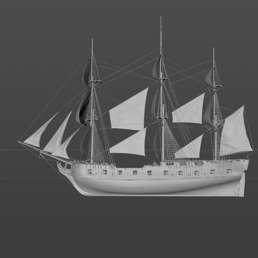 🚢 Digital model of the Russian sailing ship "Aleksander"・ OBJ File for ...