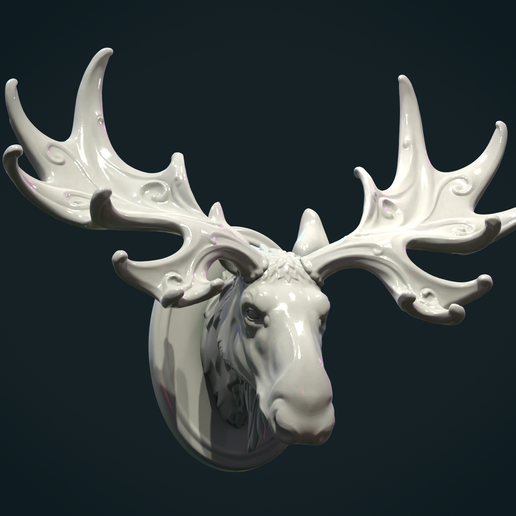 white ceramic moose head