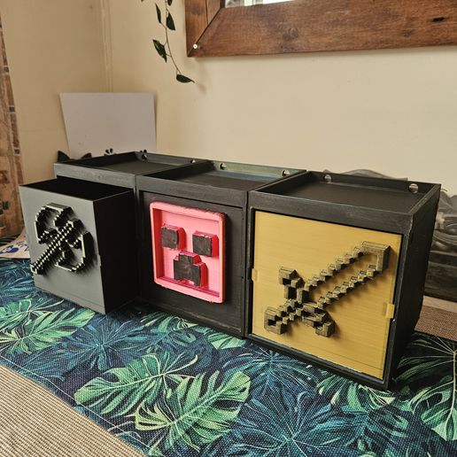 📦 Minecraft storage box shelf, stackable organiser toy・ STL File for 3D ...