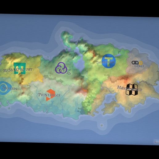 🗺️ War map of the 3D platforms・Free OBJ File for 3D printing・Cults
