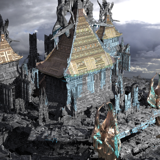 OBJ file Sci-Fi City dystopia Ruler city Statues 8 🏙️ ・3D printing idea ...