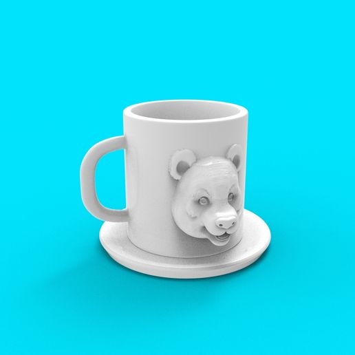 🐼 Panda Head Coffee Cup Mug・ 3D File for 3D printing・Cults