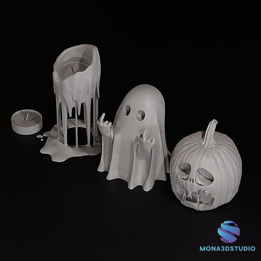🎃 Halloween Creepy Candle Set – Ghost with Middle Finger, Melting Face ...