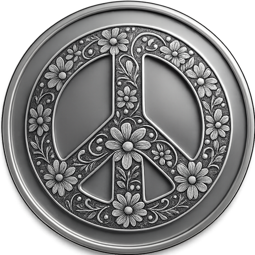 ☮️ 60's Flowered peace sign coin token wall art・ STL File for 3D ...