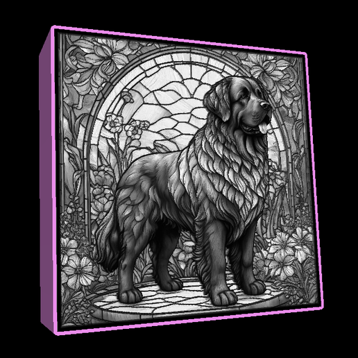STL file Lightbox Newfoundland Dog lithophane 🐕 ・Model to download and ...
