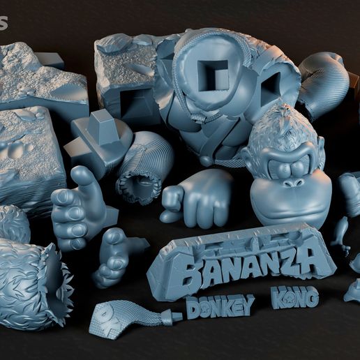 👾 DK and Pauline Donkey Kong Bananza Diorama 3D print STL・ 3D File for ...