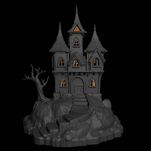 👻 3D Printable Haunted House STL – Spooky Halloween Mansion Model・ STL ...