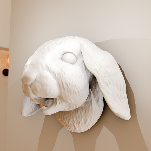 STL file bunny rabbit ears down wall mount mouth open head stl 🐇 ...