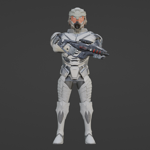 🫡 futuristic soldier with laser rifle・ 3D File for 3D printing・Cults