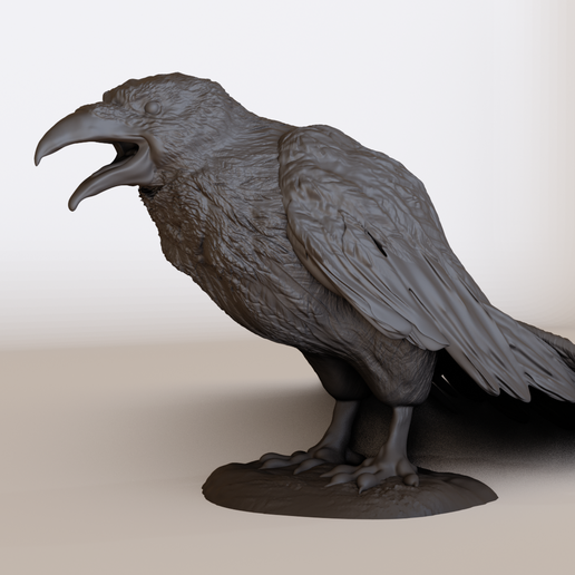🐦 Raven sitting crowing stl・Archivo STL para Impresión 3D・Cults