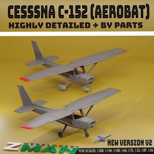 ️ Cessna C-152 (2 IN 1) ADV VERSION V2・ STL File for 3D printing・Cults