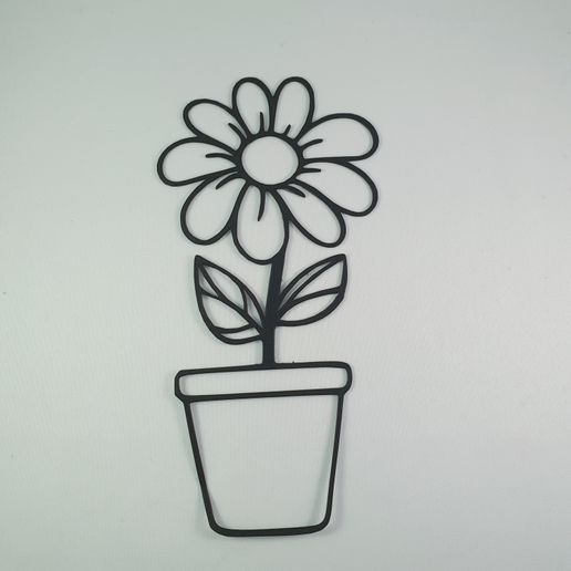 💐 Simple 2D Flower in Pot - Wall Art - Gift・ STL File for ・Cults