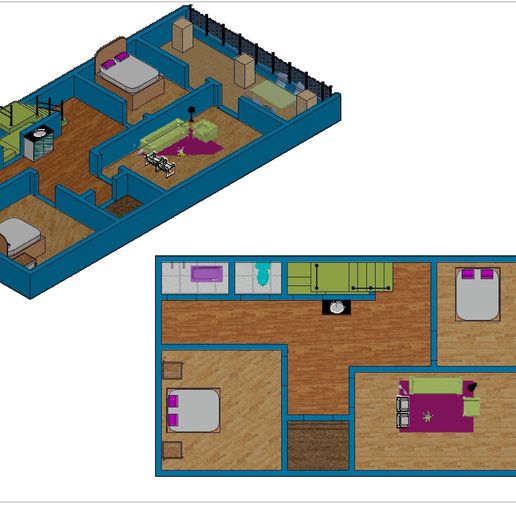 🏠 Flat Layout・ DWG File for 3D printing, CNC machining - Laser cutting ...