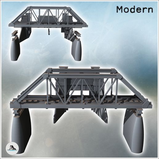🛤️ Set of two modern railway bridges with pillars and brick railings (3 ...