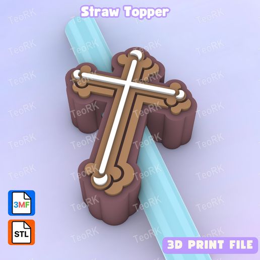 Straw Topper Religious cross of faith Fits Standard & Stanley Straws ...
