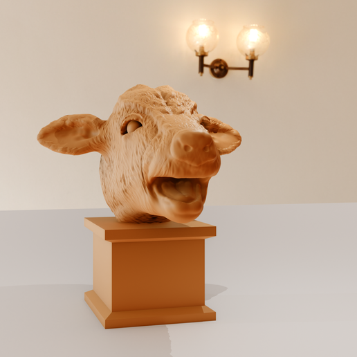 STL file cow calf head bust mouth open looking up stl 🐄 ・3D printing ...