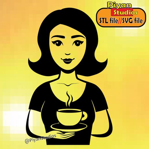 STL file beautifull girl holding coffee svg file, stl file, 👧 (SVG ...