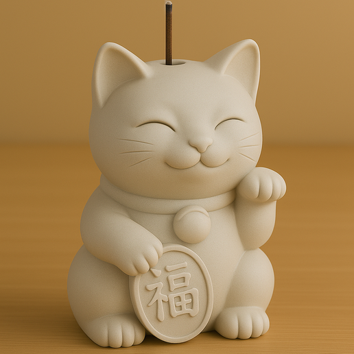 🐱 Lucky Cat Incense Holder – 3D Printed Maneki Neko Burner・ STL File ...