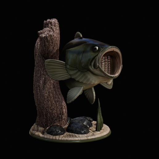 🐠 fish Largemouth Bass / Micropterus salmoides fish in motion sculpture ...