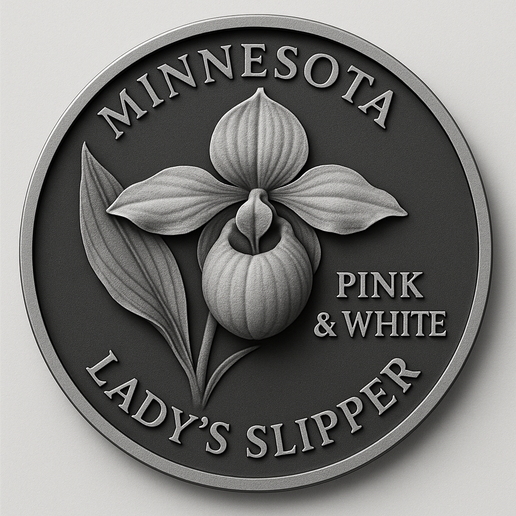 💐 Minnesota state flower pink & white Lady's slipper coin token wall ...