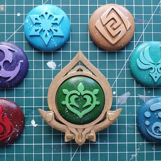 3D printable Sumeru Vision Set -- Genshin Impact -- Vision Frame and 7 ...