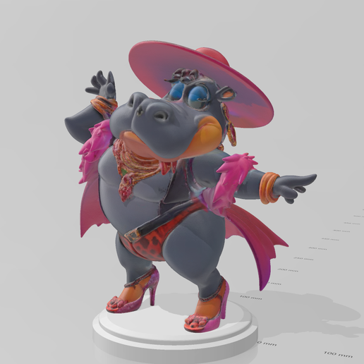 🦛 D50 crazy hippo lady・ STL File for 3D printing・Cults