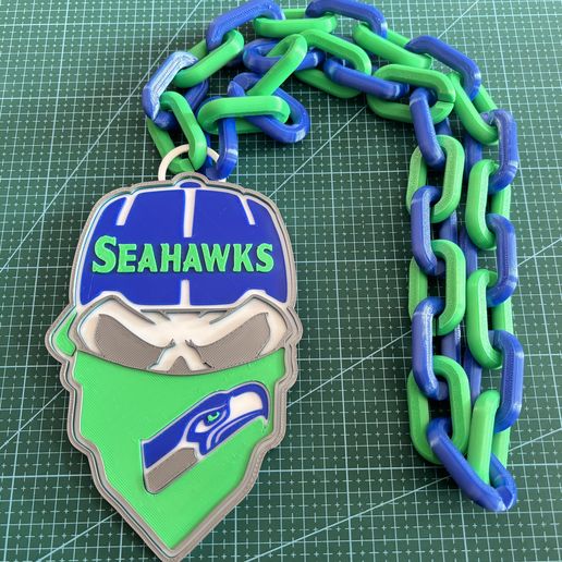 💀 SKULL SEATTLE SEAHAWKS NFL CHAIN・ STL File for 3D printing・Cults