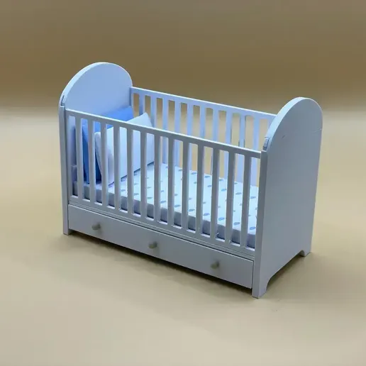 👶 3d STL Files for Miniature Dollhouse Crib / Cot With Drawer - 1:12 ...