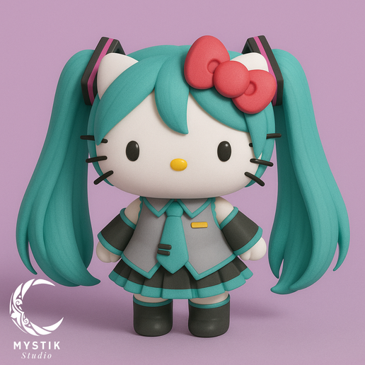 👋 Hello Kitty x Hatsune Miku - Japanese Kawaii Fusion 3D Character ...