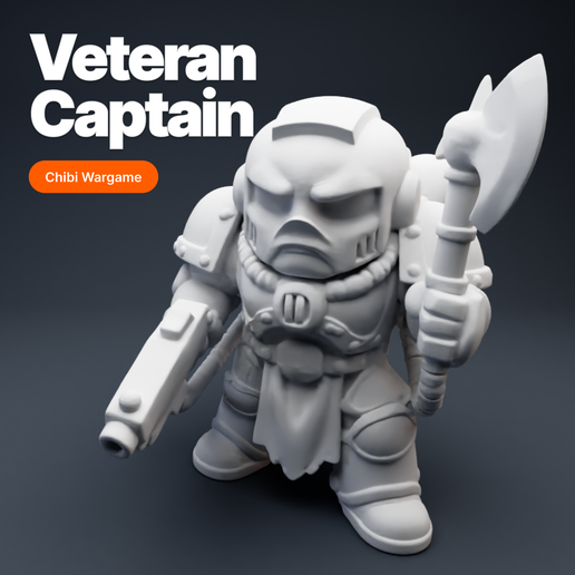 🦸 Veteran Captain – Chibi Wargame Mech Miniature・ STL File for 3D ...