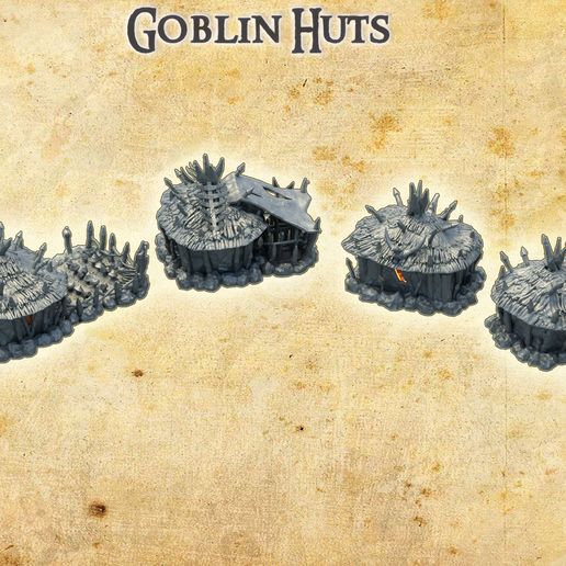 👺 Goblin Huts 28 mm Tabletop Terrain・ STL File for ・Cults