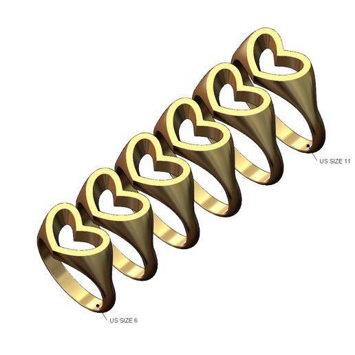 💜 Open elongated heart signet ring US sizes 6to11 3D print model・ STL ...