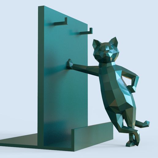 🐱 LOW POLY CAT BOOKEND HOLDER・ 3D File for 3D printing・Cults