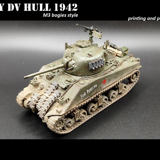 3D file Sherman M4A2 early DV Hull 1942, M3 bogies style 🇺🇸 ・Model to ...