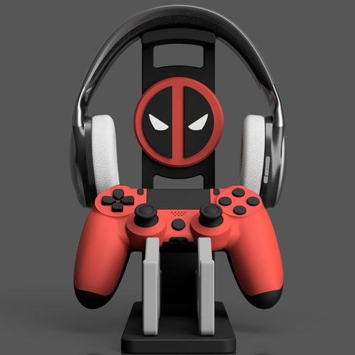 🎮 Deadpool Dual Controller & Headset Stand・ STL File for 3D printing・Cults