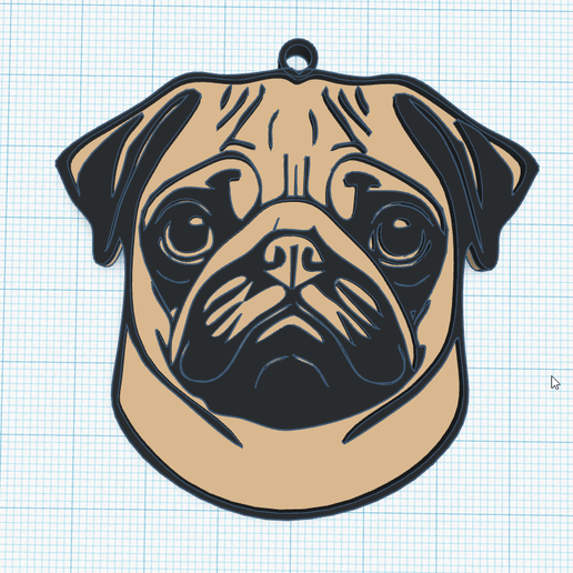 🎨 Bi color Pug Dog Key Ring・ STL File for 3D printing・Cults