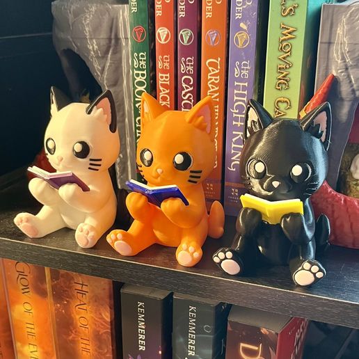 🐱 Chibi Cat Reading Buddy with Removable Book・ STL File for 3D printing ...
