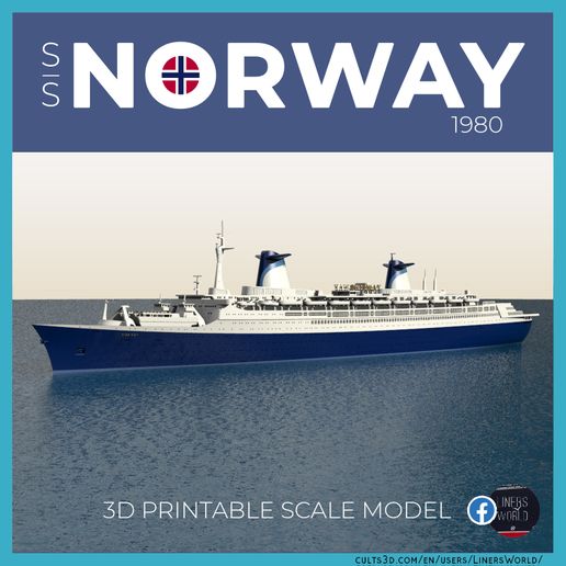 🇳🇴 S.S. NORWAY (1980) cruise ship printable model - full hull and ...