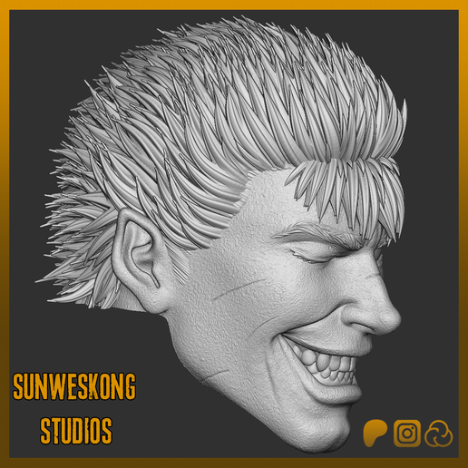 💬 Guts Berserk Smile Headsculpt・ STL File for 3D printing・Cults