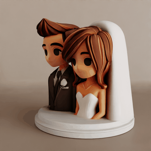 💒 Cute Wedding Couple Statue – 3D STL File for Decoration・ STL File for ...