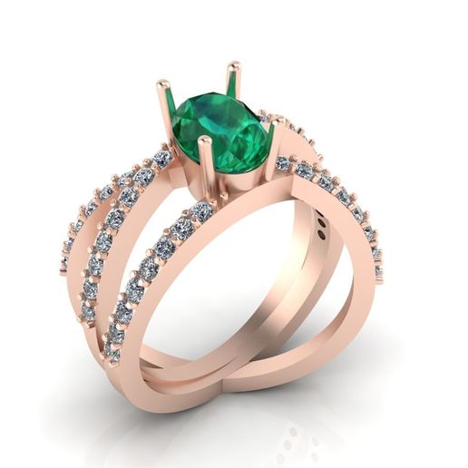 oval emerald cross over jewelry ring・ STL File for 3D printing and CNC ...
