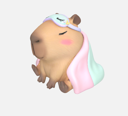 😴 Chibi Capybara 3D Model with Blanket and Sleeping Mask・ OBJ File for ...