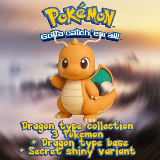🐉 Pokemon Dragon type Pack x 5 units (Dragon type base and secret shiny ...