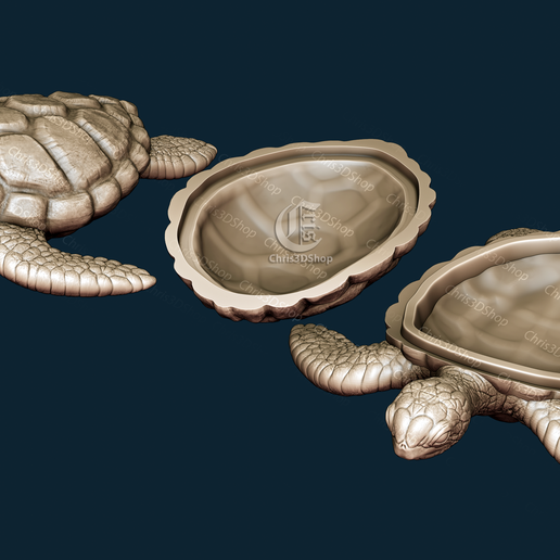 🐢 Turtle Shaped Jewelry Box V2 - Digital model for CNC in STL format ...