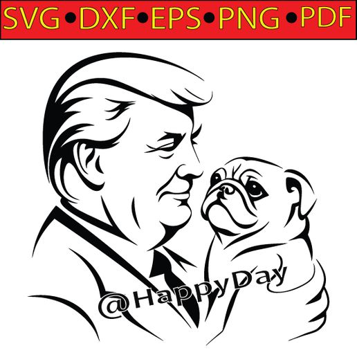 Fichier 3D donald Trump love puppy svg,dxf,eps,png,pdf file ️‍🔥 ・Modèle ...