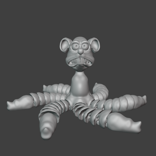 Free STL file Articulated Angry Rat in Octopus Form, Funny Flexi Pet 😡 ...